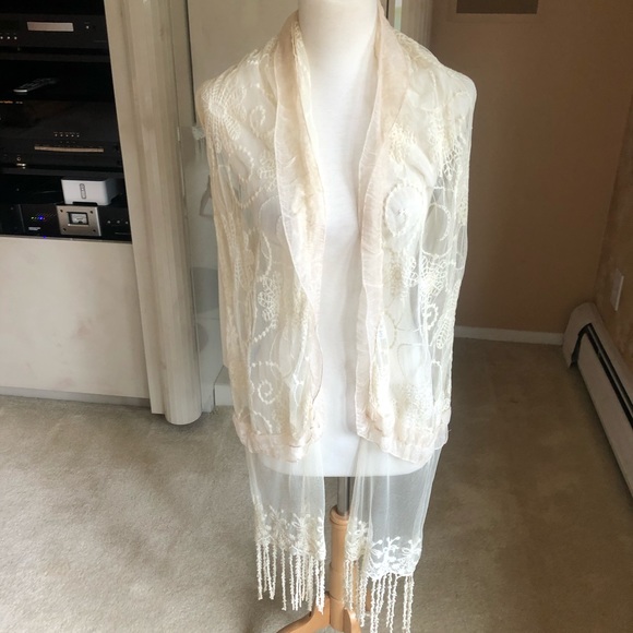 kariss | Tops | Kariss Sheer Lace Tassel Boho Vest Shirt Scarf | Poshmark